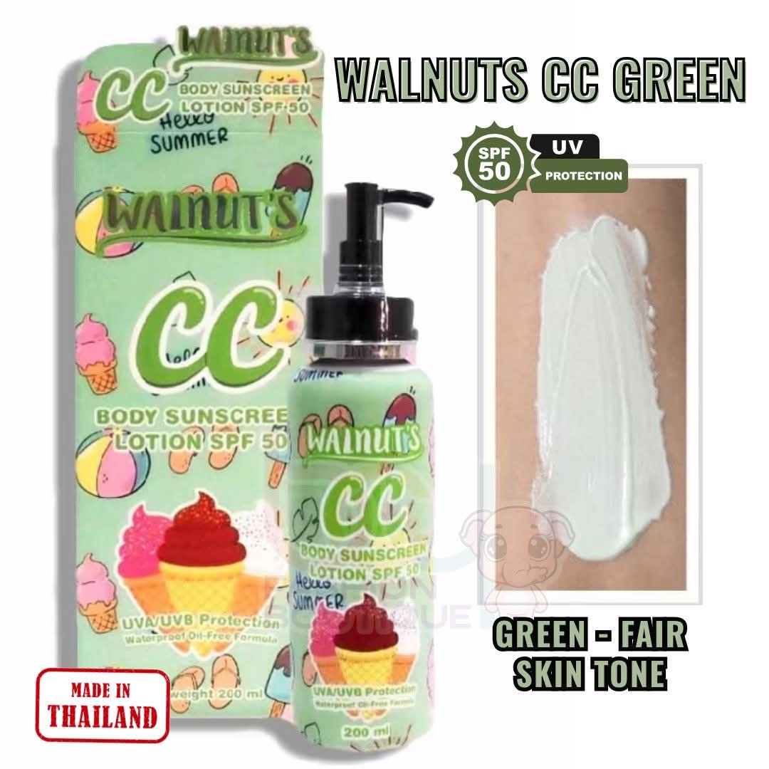 Walnut's CC Body Sunscreen Lotion SPF50 200ml - GREEN FOR FAIR SKIN ...