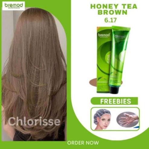 Bremod 6.17 Honey Tea Brown Hair Color Dye Cream 100ml & 6% or 9% or 1 ...