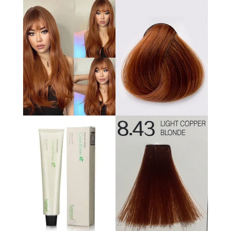 Bremod 8.43 Light Copper Blonde Hair Color Dye Cream 100ml & Oxidizer ...